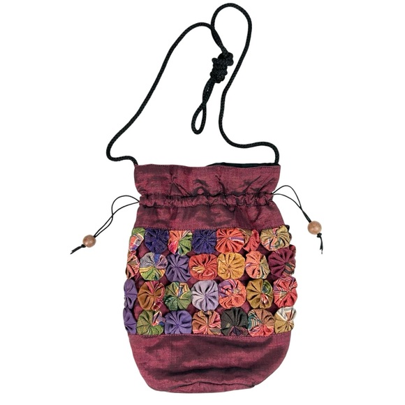 Vintage | Bags | Vintage Thailand Silk Drawstring Pouch Bag With ...